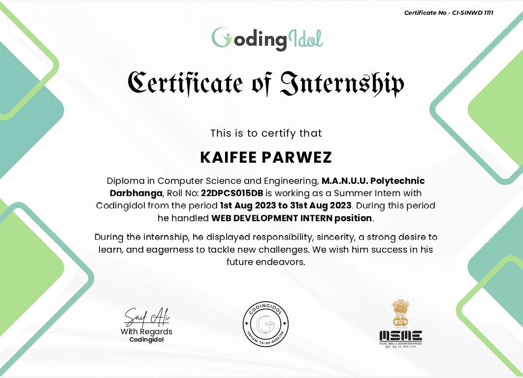Kaifee Parwez on LinkedIn: #codingidol #webdevelopment # ... Kaifee Parwez on LinkedIn: #codingidol #webdevelopment # ...