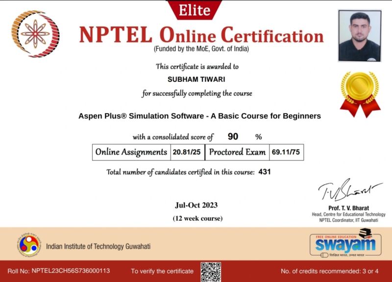 SUBHAM TIWARI on LinkedIn: #nptel #aspenplus #iitguwahati SUBHAM TIWARI on LinkedIn: #nptel #aspenplus #iitguwahati