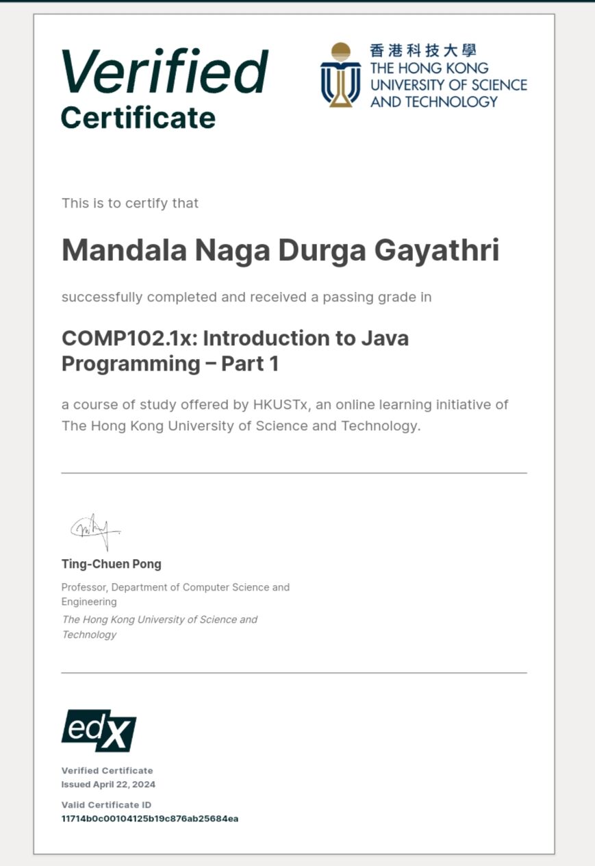 Naga Durga Gayathri Mandala on LinkedIn: #java #programming # ... Naga Durga Gayathri Mandala on LinkedIn: #java #programming # ...