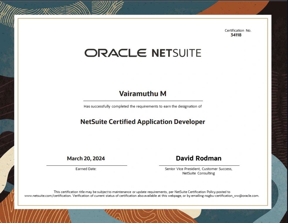 Vairamuthu M on LinkedIn: #netsuite #certification #jobinandjismi Vairamuthu M on LinkedIn: #netsuite #certification #jobinandjismi
