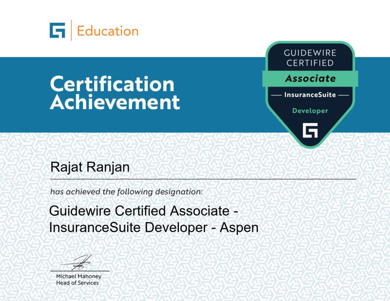 Rajat Ranjan on LinkedIn: #eygds #guidewire #cloudcertification Rajat Ranjan on LinkedIn: #eygds #guidewire #cloudcertification