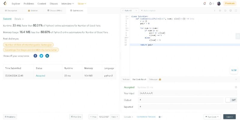 Day 25 of LeetCode challenge: 1512 | Arvind kumar ponsingh posted on ... Day 25 of LeetCode challenge: 1512 | Arvind kumar ponsingh posted on ...