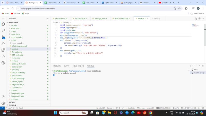 How to handle HTTP DELETE method in Node.js | Mahendra Battala posted ... How to handle HTTP DELETE method in Node.js | Mahendra Battala posted ...