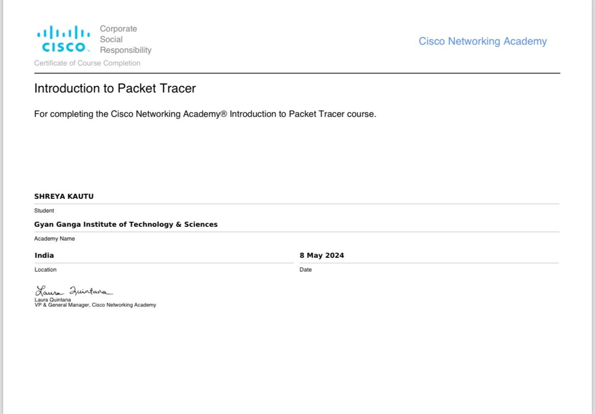 shreya kautu on LinkedIn: #packettracer #cisco #certification shreya kautu on LinkedIn: #packettracer #cisco #certification