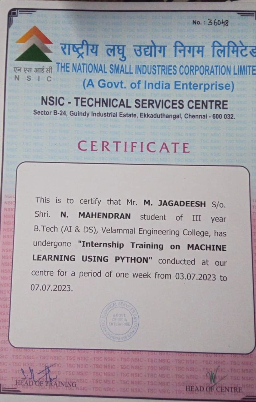 JAGADEESH M on LinkedIn: #machinelearning #python #nsicinternship JAGADEESH M on LinkedIn: #machinelearning #python #nsicinternship