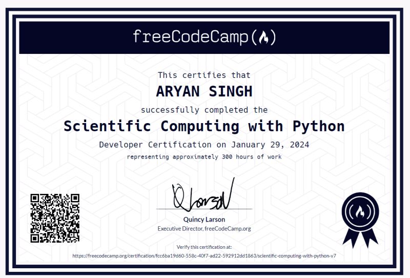 Aryan Singh on LinkedIn: #python #scientificcomputing #freecodecamp Aryan Singh on LinkedIn: #python #scientificcomputing #freecodecamp