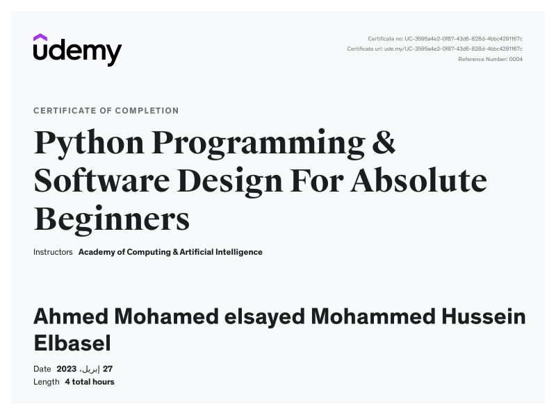 ahmed Mohammed Elbasel on LinkedIn: New Achievement in python ahmed Mohammed Elbasel on LinkedIn: New Achievement in python