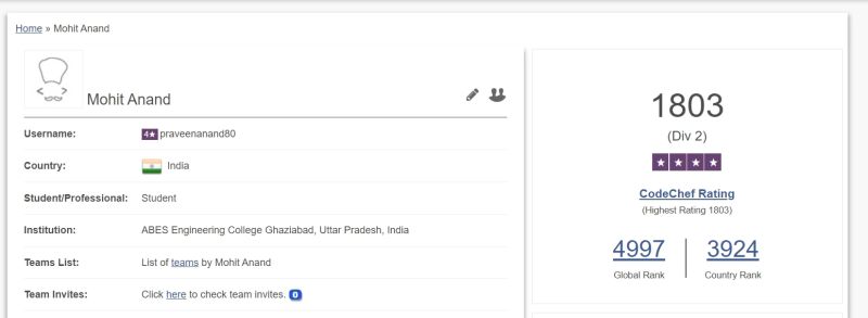 Mohit Anand on LinkedIn: #codechef #codingmilestone #grateful # ... Mohit Anand on LinkedIn: #codechef #codingmilestone #grateful # ...
