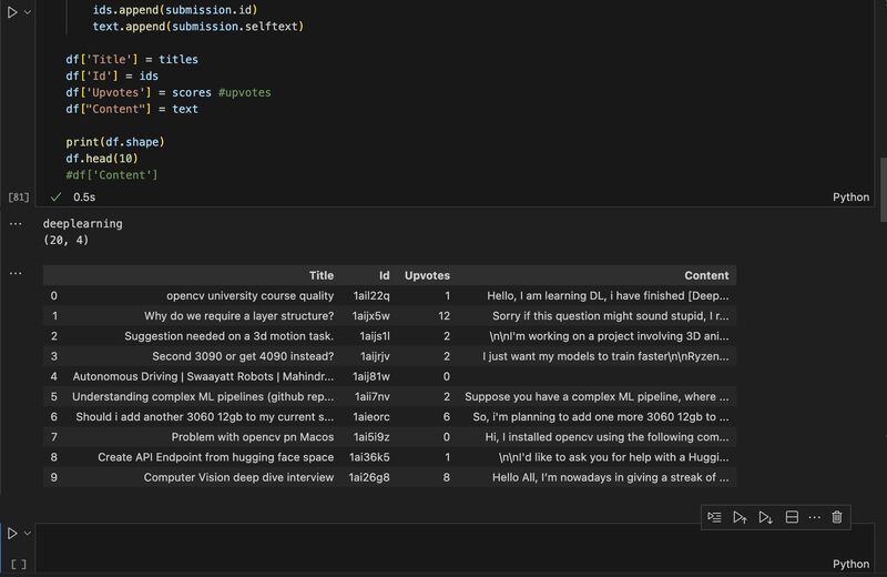 Matthew Wang on LinkedIn: Using Praw (Python Reddit API Wrapper) I ... Matthew Wang on LinkedIn: Using Praw (Python Reddit API Wrapper) I ...