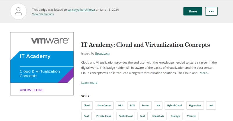 Sai Satya Karthikeya on LinkedIn: #vmware #itacademy #cloudcomputing # ... Sai Satya Karthikeya on LinkedIn: #vmware #itacademy #cloudcomputing # ...
