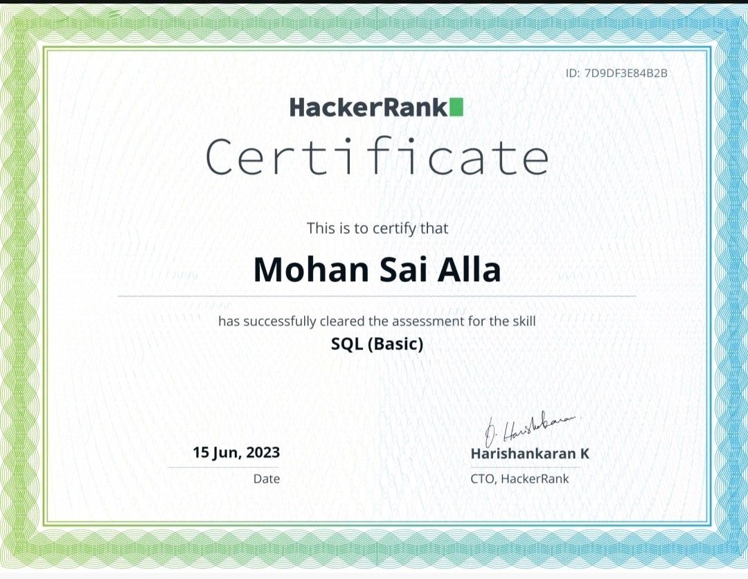 mohan sai alla on LinkedIn: Excited to announce that I have ... mohan sai alla on LinkedIn: Excited to announce that I have ...