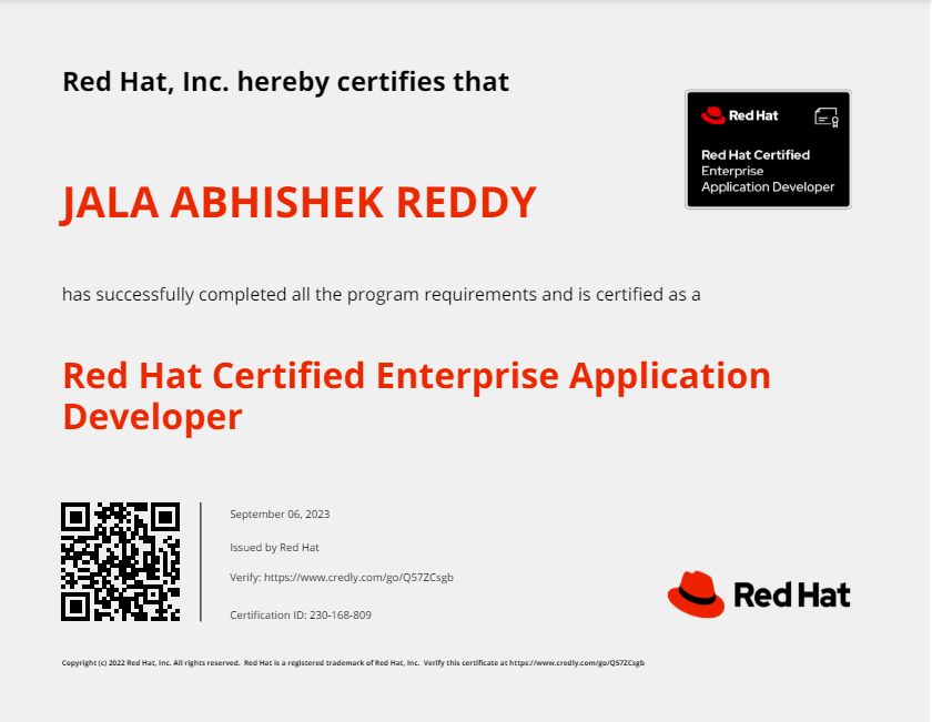 Jala Abhishek Reddy on LinkedIn: #appdevelopment #redhat #rhcead #ex183 ... Jala Abhishek Reddy on LinkedIn: #appdevelopment #redhat #rhcead #ex183 ...