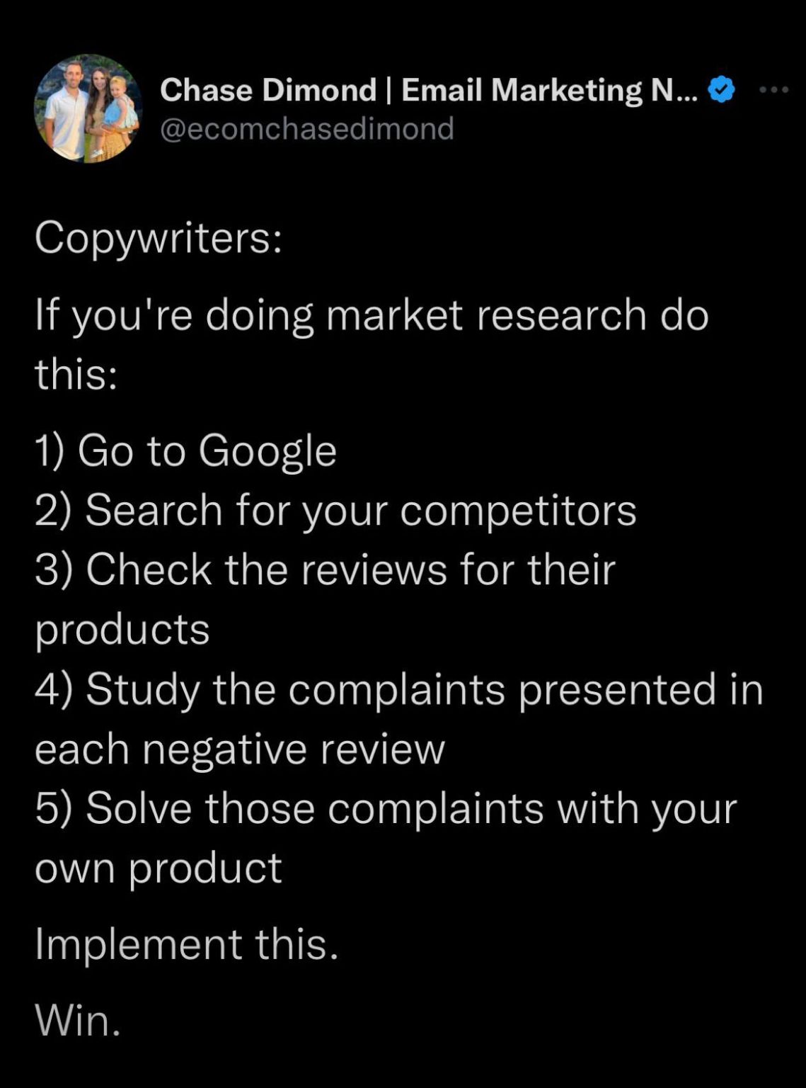 Chase Dimond on LinkedIn: Copywriters: If you're doing market research ... Chase Dimond on LinkedIn: Copywriters: If you're doing market research ...