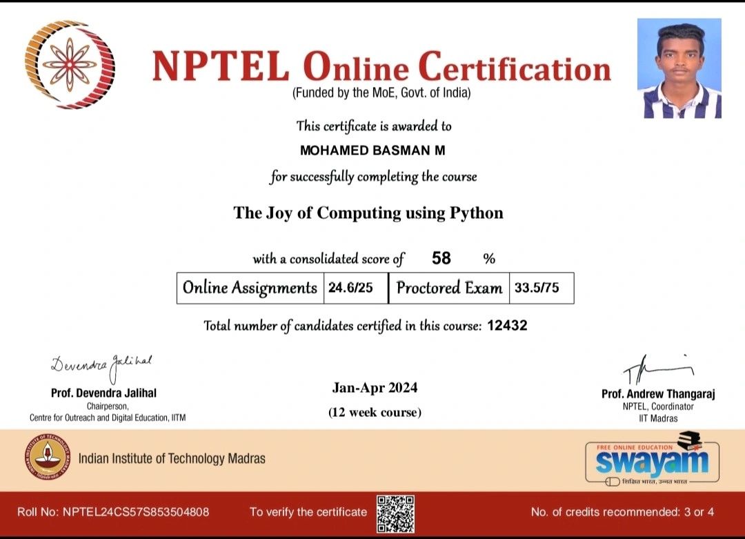 Mohamed Basman M on LinkedIn: #pythonprogramming #nptel # ... Mohamed Basman M on LinkedIn: #pythonprogramming #nptel # ...