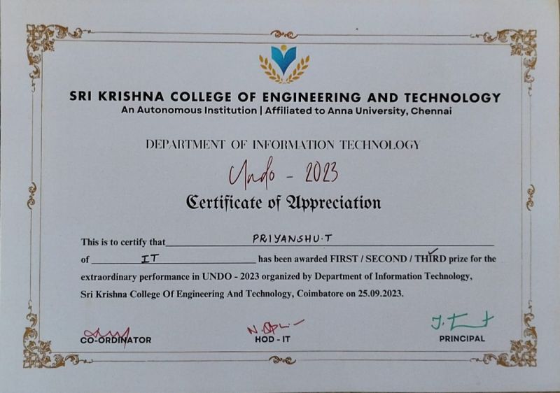 Priyanshu T on LinkedIn: #undo #coding #contest #skcet #connections #share Priyanshu T on LinkedIn: #undo #coding #contest #skcet #connections #share