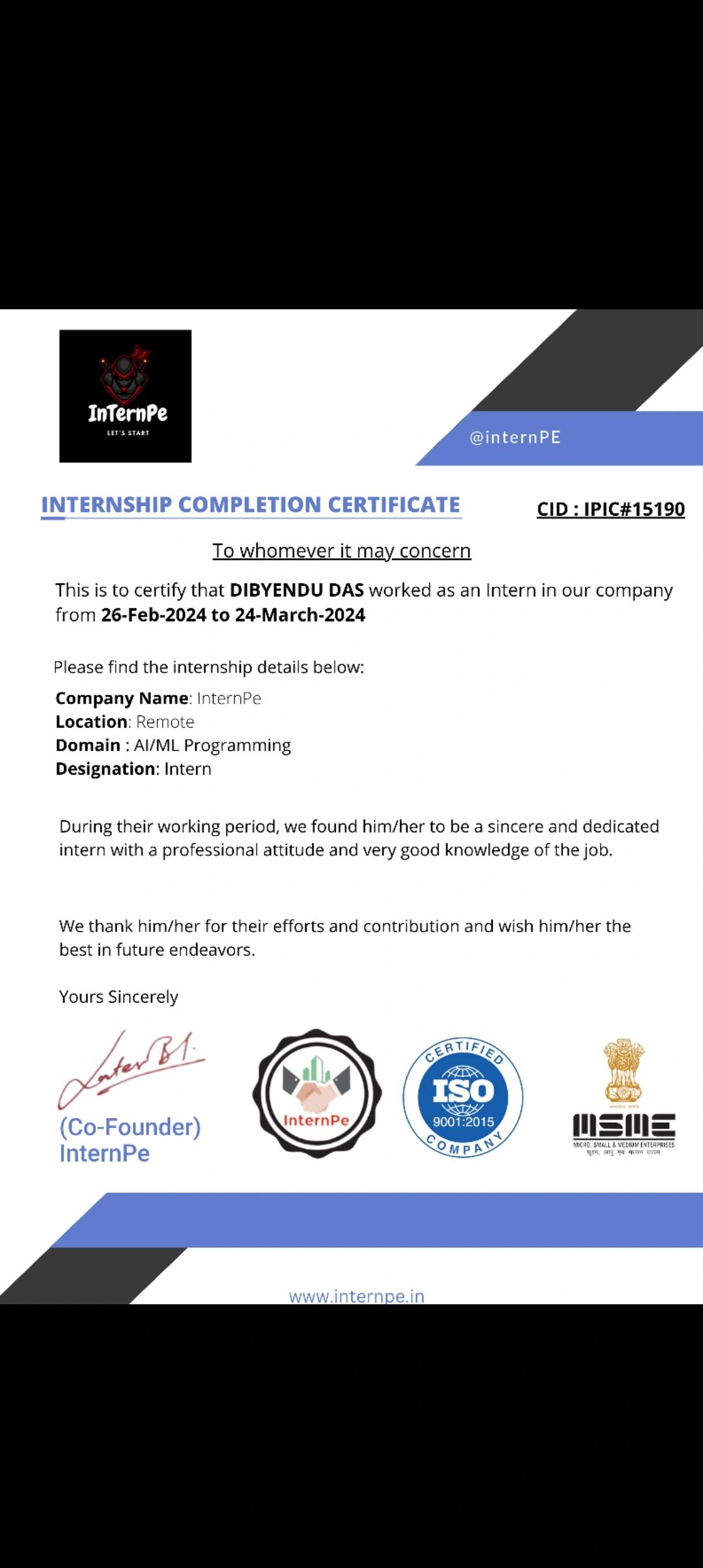 Dibyendu Das on LinkedIn: #connections #internpeinternship Dibyendu Das on LinkedIn: #connections #internpeinternship