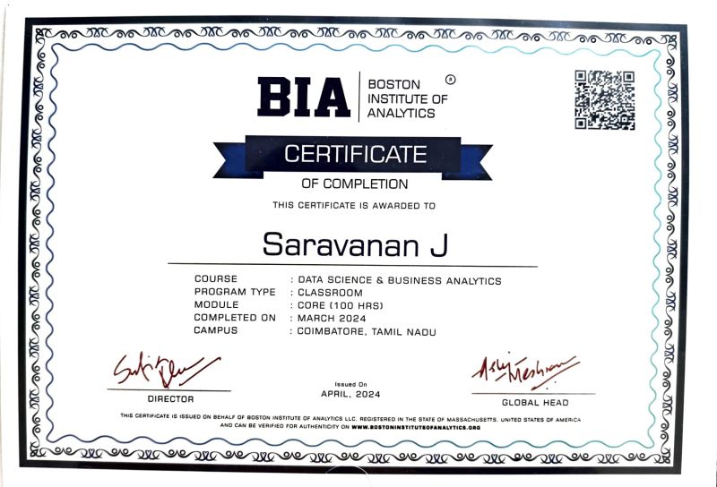 SARAVANAN J on LinkedIn: #dataanalytics #bostoninstituteoftechnology # ... SARAVANAN J on LinkedIn: #dataanalytics #bostoninstituteoftechnology # ...