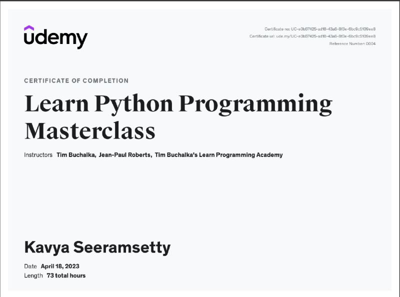 Kavya Seeramsetty on LinkedIn: #python #programming #udemycourse # ... Kavya Seeramsetty on LinkedIn: #python #programming #udemycourse # ...