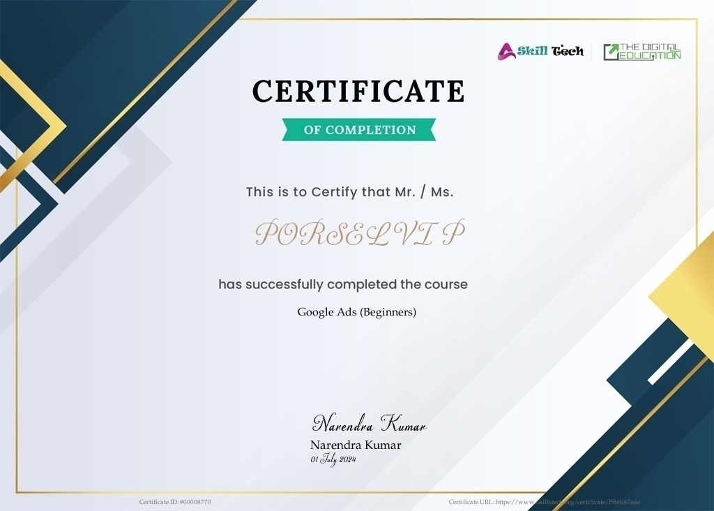 Porselvi P on LinkedIn: #googleads #ppc #digitalmarketing #skilltech Porselvi P on LinkedIn: #googleads #ppc #digitalmarketing #skilltech