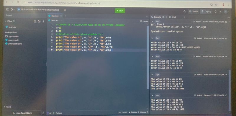 Shrish Sharma on LinkedIn: Calculator Made by me in python Language 😊 Shrish Sharma on LinkedIn: Calculator Made by me in python Language 😊