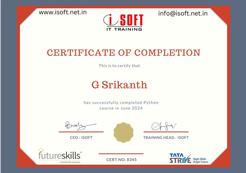 SRIKANTH G on LinkedIn: #isoft #isoft #python SRIKANTH G on LinkedIn: #isoft #isoft #python