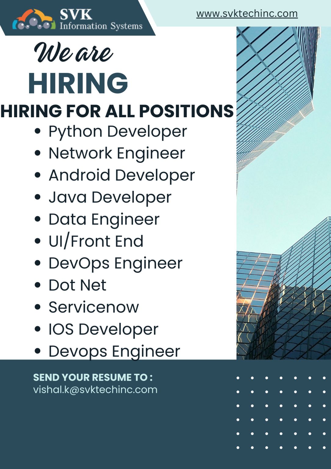 Vishal Kumar on LinkedIn: #jobalert #opentowork #usaitjobs # ... Vishal Kumar on LinkedIn: #jobalert #opentowork #usaitjobs # ...