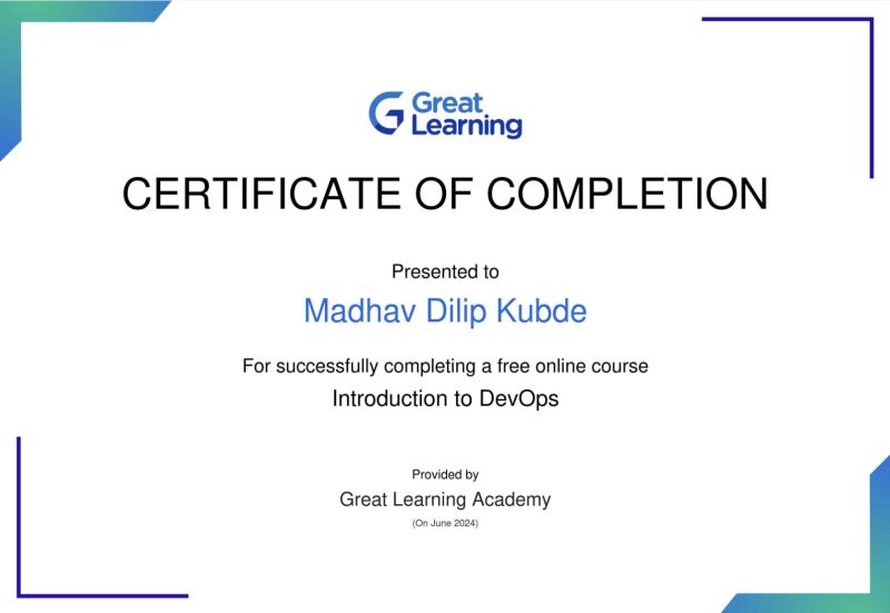 Completed DevOps course with great learning | Madhav Kubde posted on ... Completed DevOps course with great learning | Madhav Kubde posted on ...