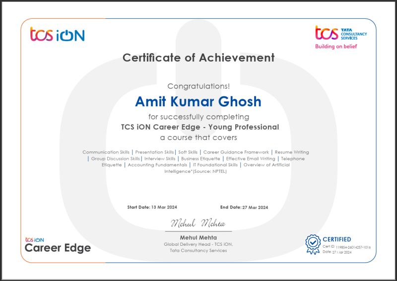 Amit Kumar Ghosh on LinkedIn: #tcsion #careeredge # ... Amit Kumar Ghosh on LinkedIn: #tcsion #careeredge # ...