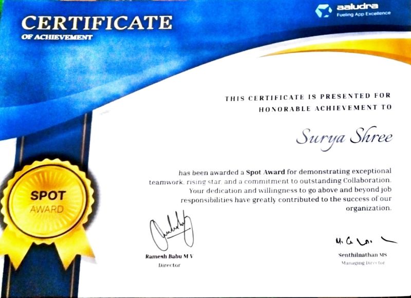 Surya Shree S on LinkedIn: #recognition #gratitude Surya Shree S on LinkedIn: #recognition #gratitude