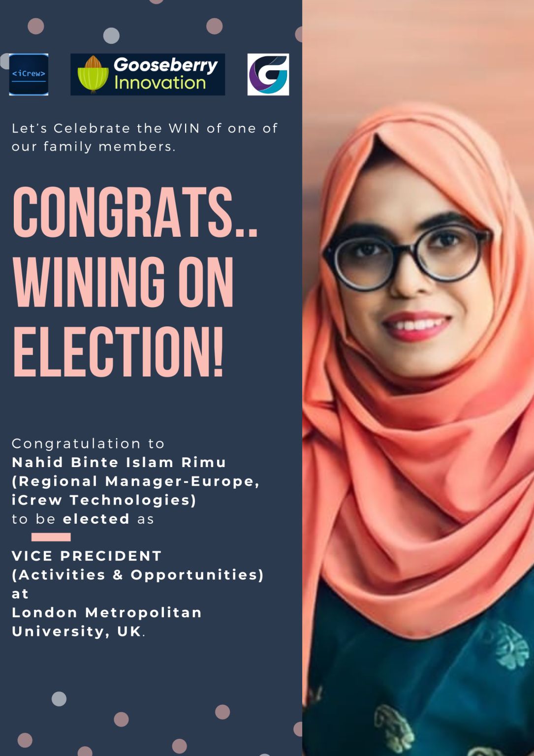 iCrew Technologies on LinkedIn: Congratulations to Nahid Binte Islam ... iCrew Technologies on LinkedIn: Congratulations to Nahid Binte Islam ...