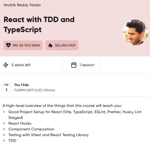 Hruthik Reddy on LinkedIn: #learnreact #tdd #typescript Hruthik Reddy on LinkedIn: #learnreact #tdd #typescript