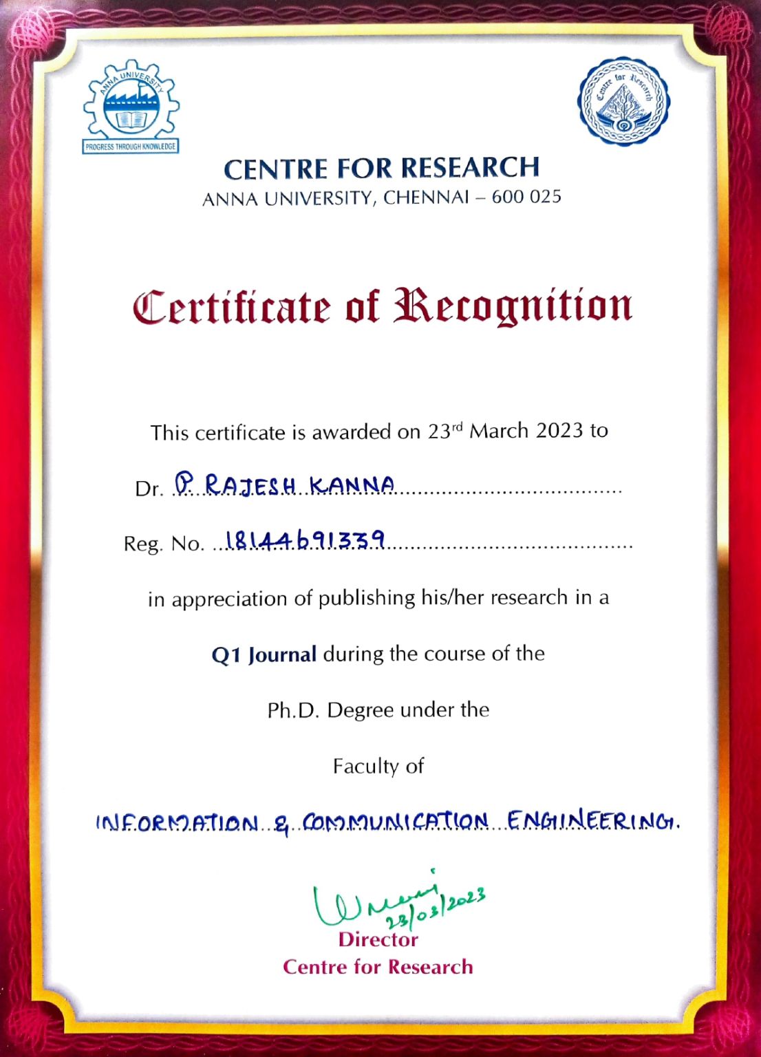Dr.P.Rajesh Kanna on LinkedIn: Dr.P.Rajesh Kanna was awarded a ... Dr.P.Rajesh Kanna on LinkedIn: Dr.P.Rajesh Kanna was awarded a ...