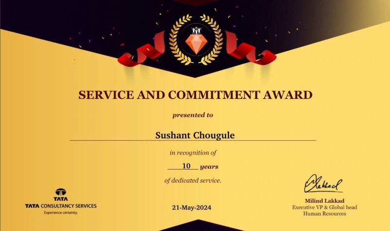 Sushant Chougule on LinkedIn: #workanniversary #gratitude #tcs Sushant Chougule on LinkedIn: #workanniversary #gratitude #tcs