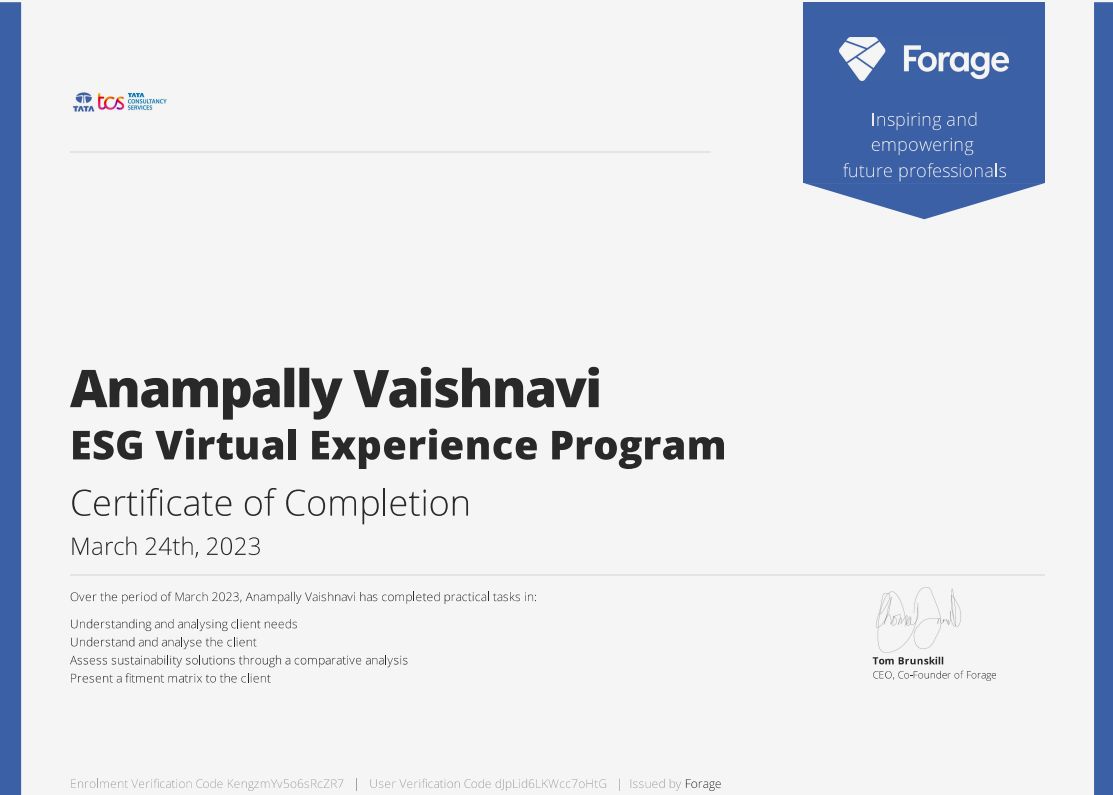 Vaishnavi Anampally on LinkedIn: #experience #tcs #forage #tata Vaishnavi Anampally on LinkedIn: #experience #tcs #forage #tata