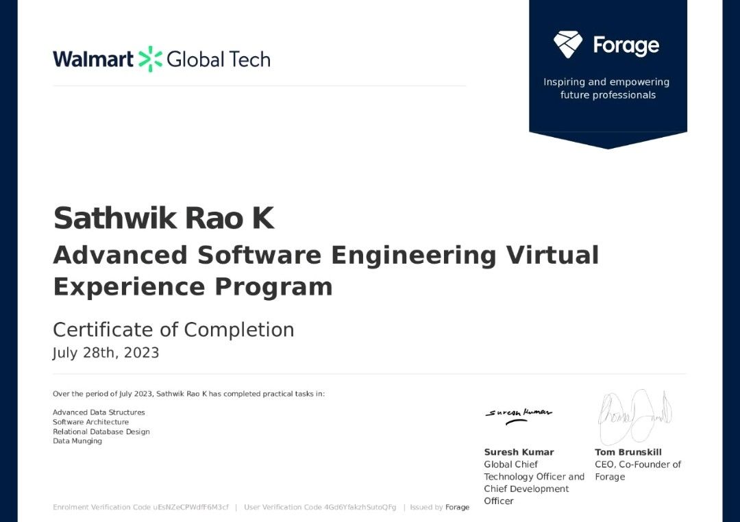 Sathwik Rao on LinkedIn: #wallmart #forage #softwareengineering # ... Sathwik Rao on LinkedIn: #wallmart #forage #softwareengineering # ...