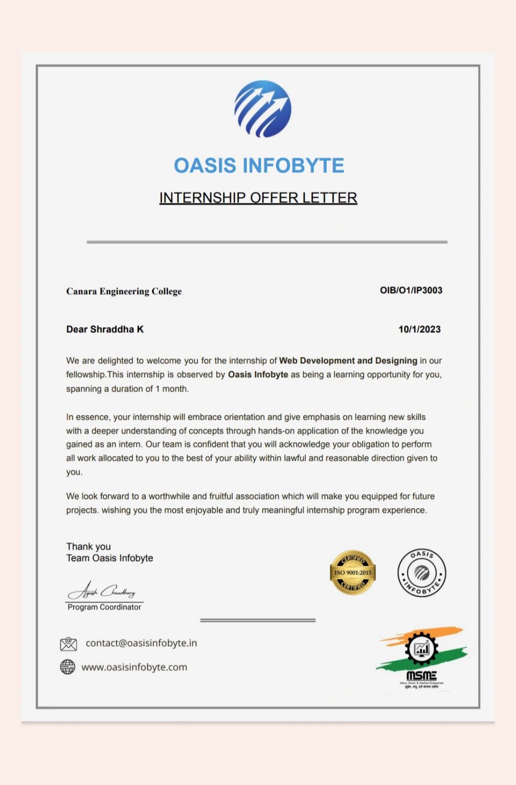Shraddha K on LinkedIn: #webdevelopment #internship #oasisinfobyte Shraddha K on LinkedIn: #webdevelopment #internship #oasisinfobyte