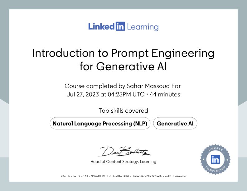 Sahar Far on LinkedIn: #ai #nlp #generativeai #promptengineering #api Sahar Far on LinkedIn: #ai #nlp #generativeai #promptengineering #api