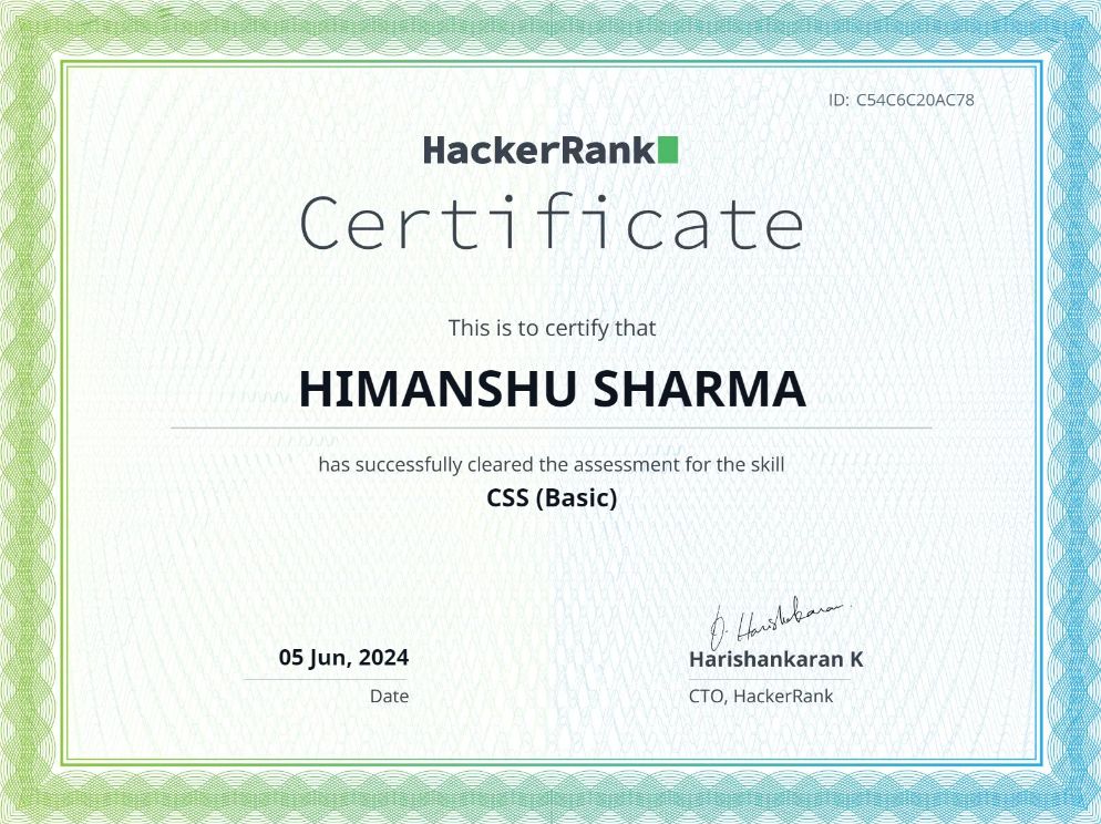 HIMANSHU SHARMA on LinkedIn: #css #webdevelopment #hackerrank # ... HIMANSHU SHARMA on LinkedIn: #css #webdevelopment #hackerrank # ...