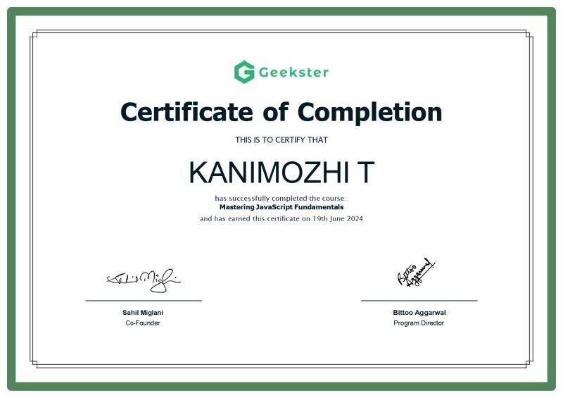 Kanimozhi T on LinkedIn: #geekster #javascript Kanimozhi T on LinkedIn: #geekster #javascript