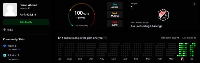 Faizan Ahmad on LinkedIn: #leetcode #codingmilestone #algorithmchallenge Faizan Ahmad on LinkedIn: #leetcode #codingmilestone #algorithmchallenge