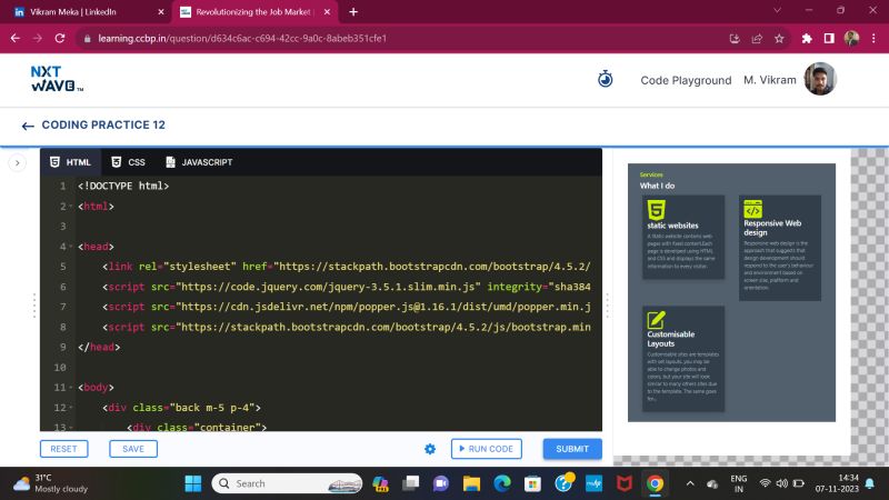 Vikram Meka on LinkedIn: #day29 #portfoliowebsite #html #css #bootstrap ... Vikram Meka on LinkedIn: #day29 #portfoliowebsite #html #css #bootstrap ...