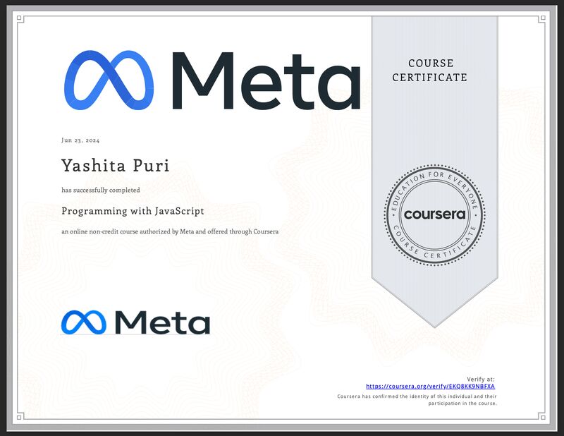 Yashita Puri on LinkedIn: #javascript #meta #webdevelopment #techskills ... Yashita Puri on LinkedIn: #javascript #meta #webdevelopment #techskills ...