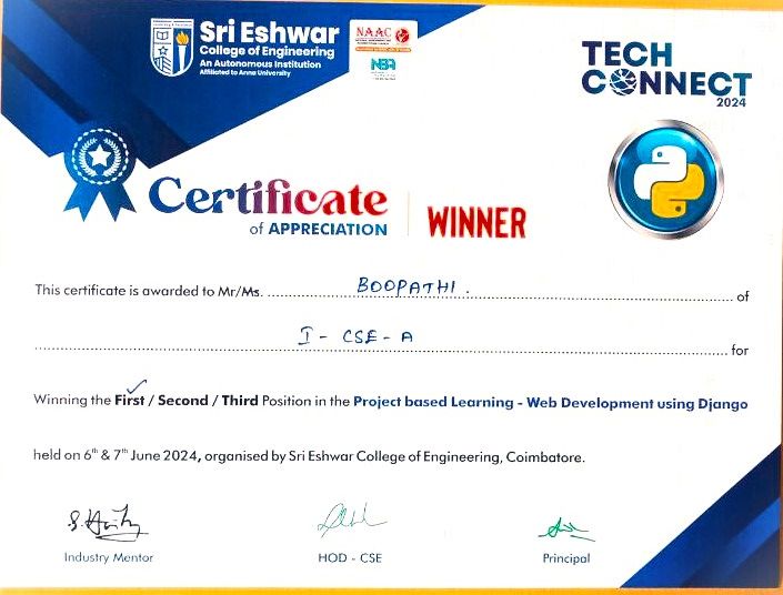 BOOPATHI VIJAYAN on LinkedIn: #achievement #webdevelopment #django # ... BOOPATHI VIJAYAN on LinkedIn: #achievement #webdevelopment #django # ...