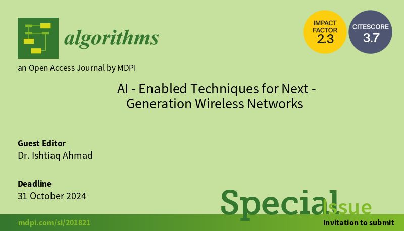 Algorithms MDPI on LinkedIn: #specialissue #ai #wirelessnetworks # ... Algorithms MDPI on LinkedIn: #specialissue #ai #wirelessnetworks # ...
