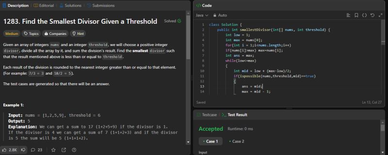 Swarup Das on LinkedIn: #leetcode #coding #algorithm #binarysearch Swarup Das on LinkedIn: #leetcode #coding #algorithm #binarysearch