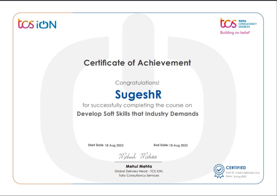Sugesh R on LinkedIn: #tcsion #tcsjobs #softskills #sns #designthinking ... Sugesh R on LinkedIn: #tcsion #tcsjobs #softskills #sns #designthinking ...