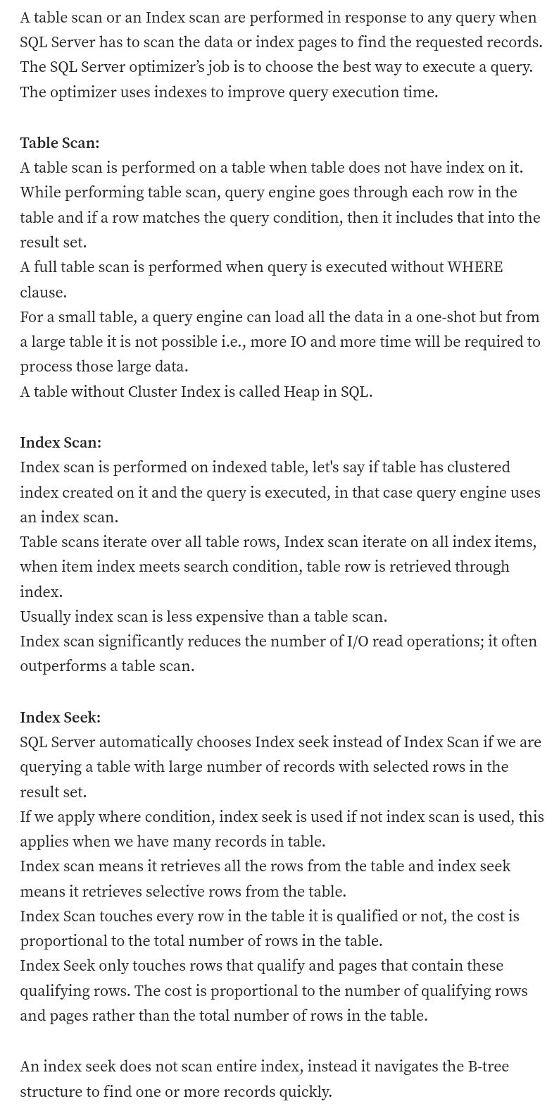 Mukul Manav on LinkedIn: Table Scan /Index Scan / Index Seek in SQL Mukul Manav on LinkedIn: Table Scan /Index Scan / Index Seek in SQL