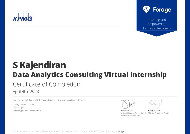 Kajendiran S on LinkedIn: #forage #kpmg #dataanalysis #datacleaning # ... Kajendiran S on LinkedIn: #forage #kpmg #dataanalysis #datacleaning # ...