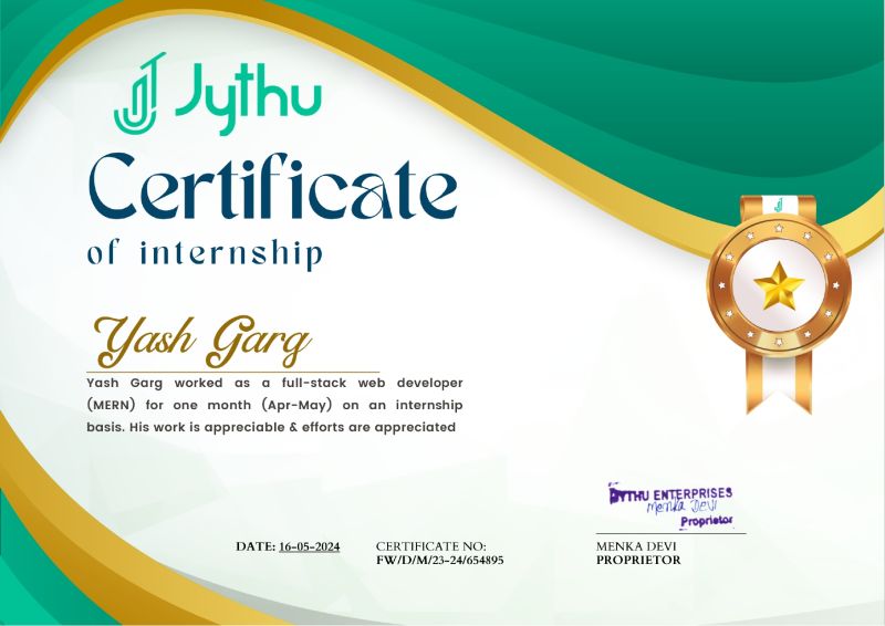 YASH GARG on LinkedIn: 🚀 Exciting News! 🚀 During my recent internship ... YASH GARG on LinkedIn: 🚀 Exciting News! 🚀 During my recent internship ...