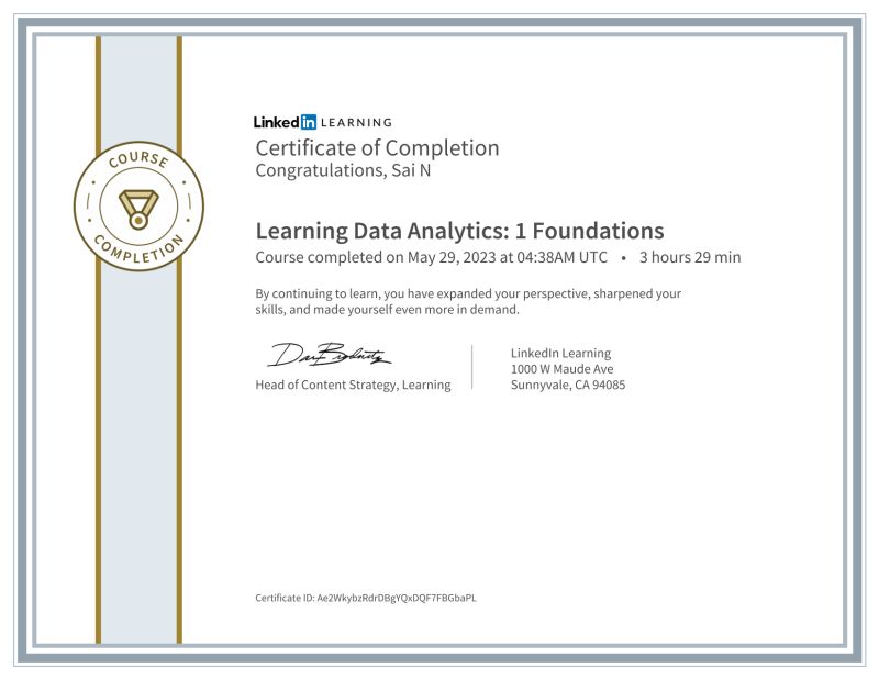 Sai Pooja Navudu on LinkedIn: Certificate of Completion Sai Pooja Navudu on LinkedIn: Certificate of Completion